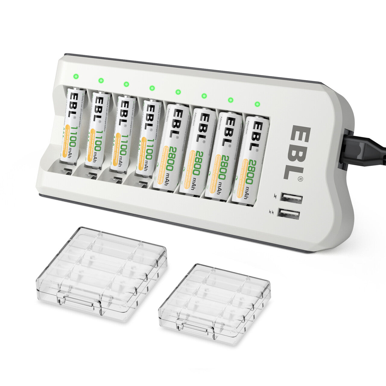 EBL Updated 808U Battery Charger with Rechargeable Batteries AA AAA