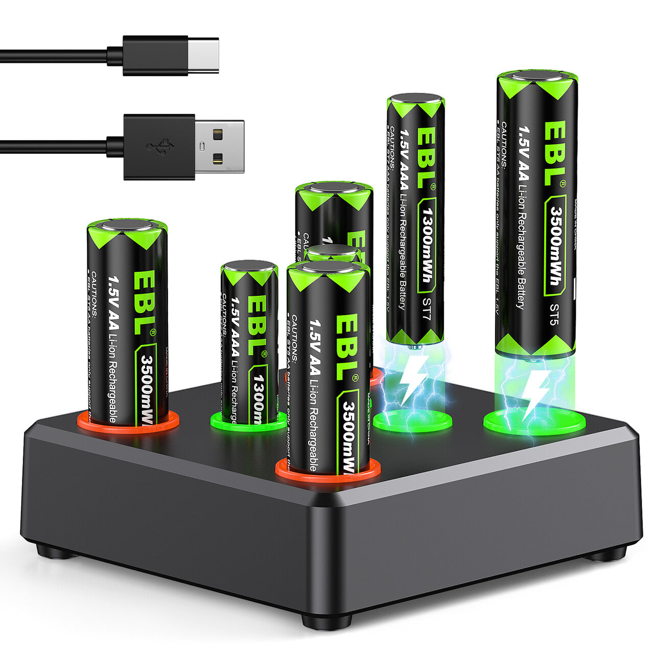 Charger & AA/AAA Li-ion Rechargeable Batteries