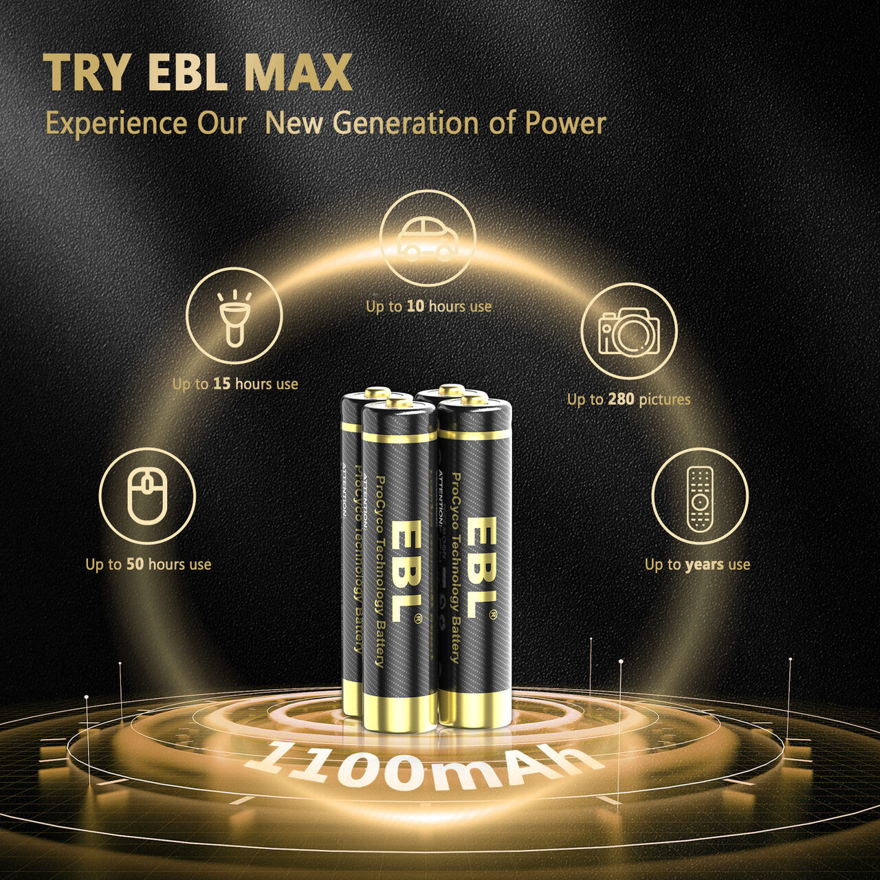 EBL Gold Pro Rechargeable AAA Batteries – EBLOfficial