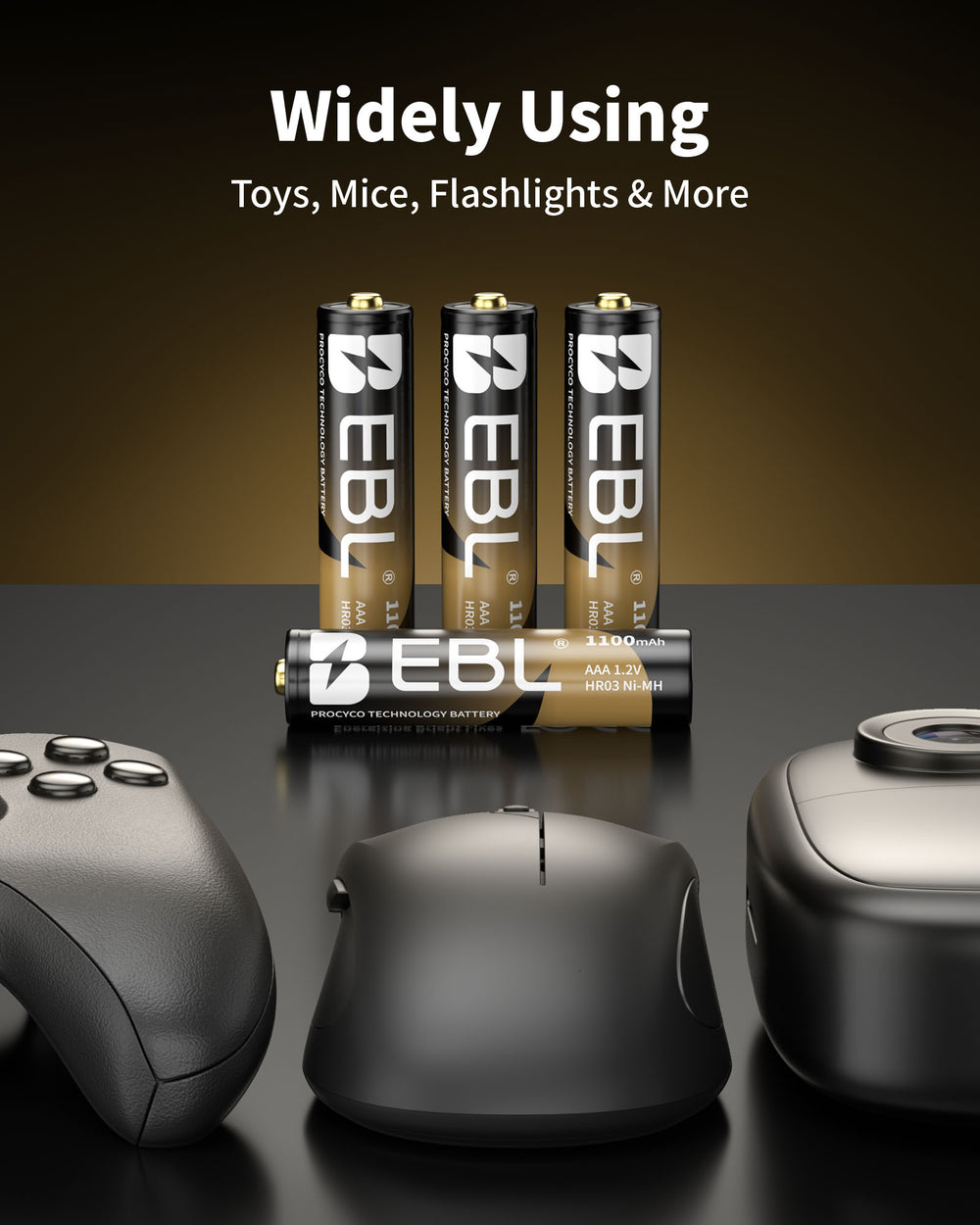 EBL Gold Pro Rechargeable AAA Batteries