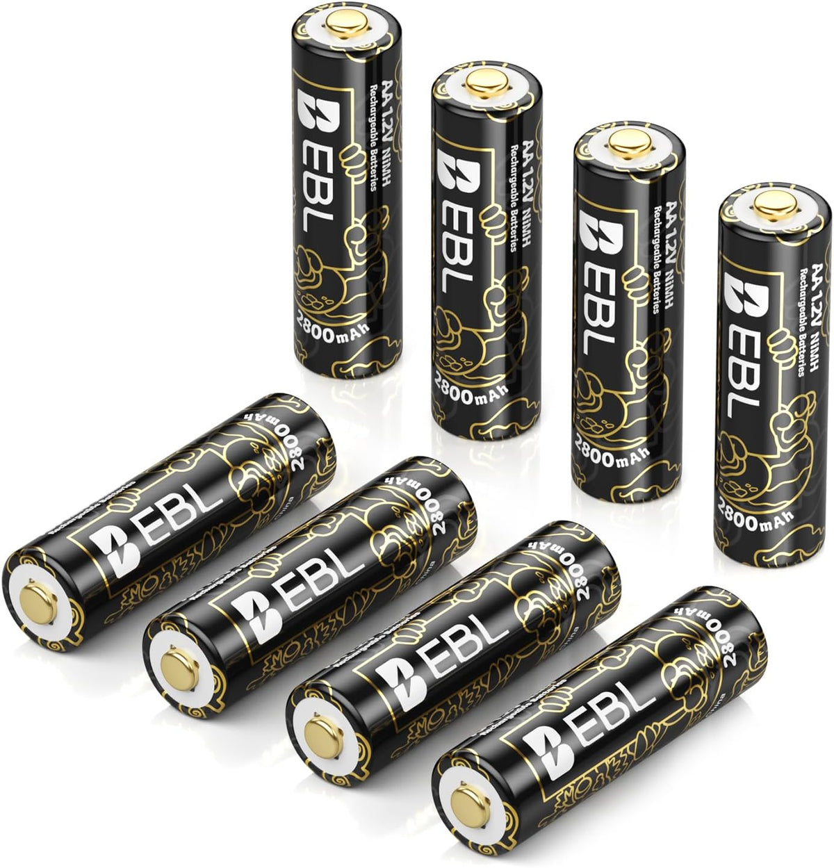 Shop EBL Rechargeable AA Batteries 2800mAh (New Year-Dragon Series)