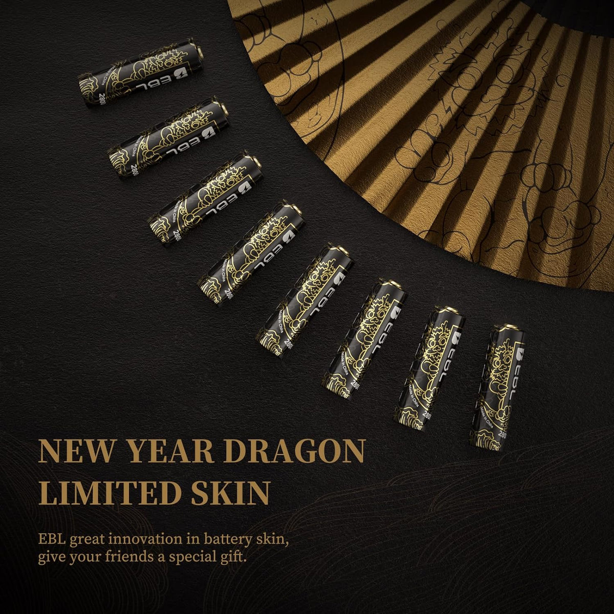 Shop EBL Rechargeable AA Batteries 2800mAh (New Year-Dragon Series)