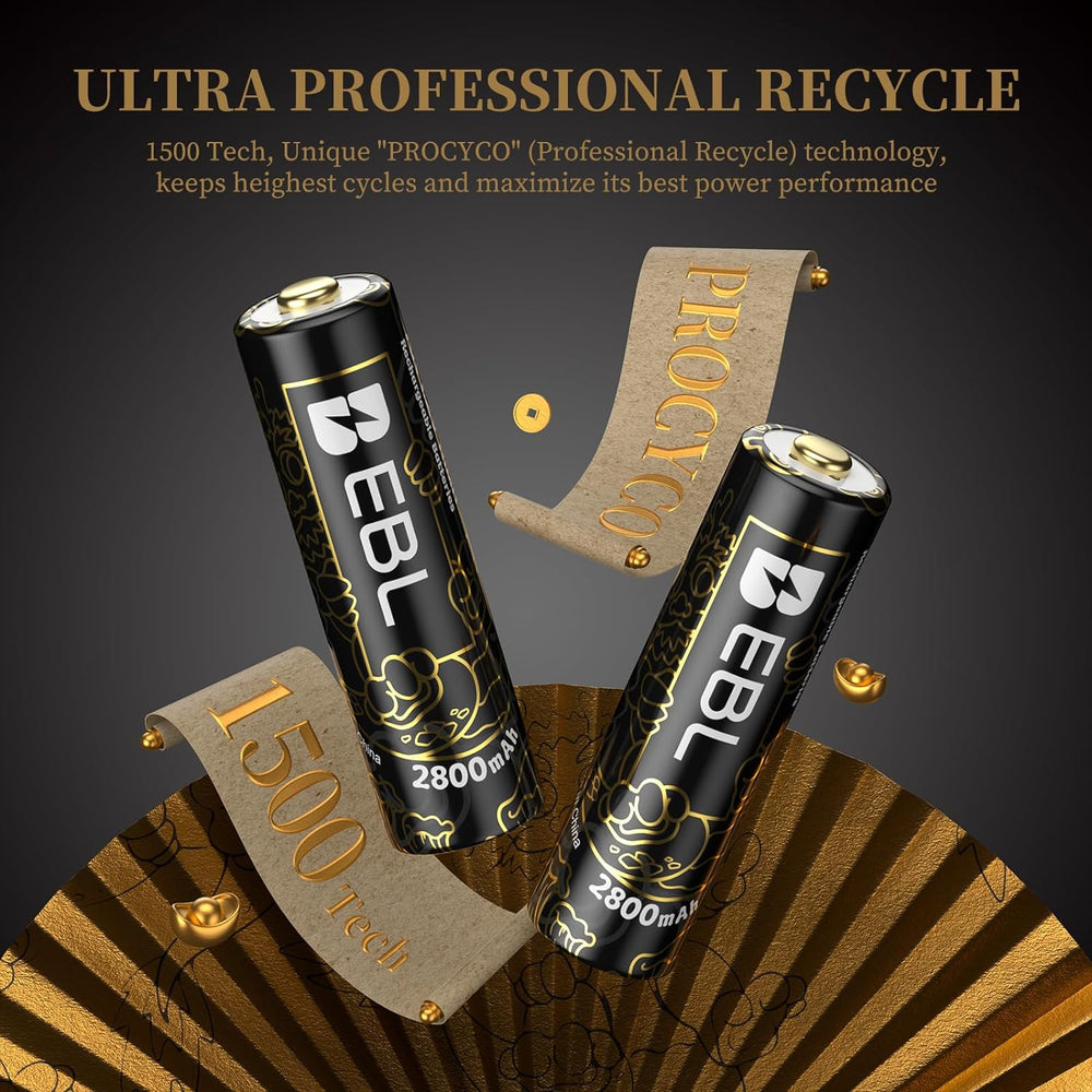 Shop EBL Rechargeable AA Batteries 2800mAh (New Year-Dragon Series)