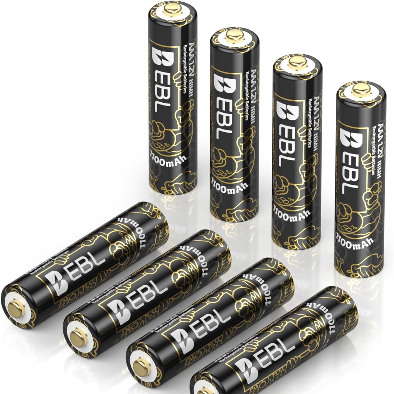 EBL Rechargeable AAA Batteries 1100mAh (New Year-Dragon Series)