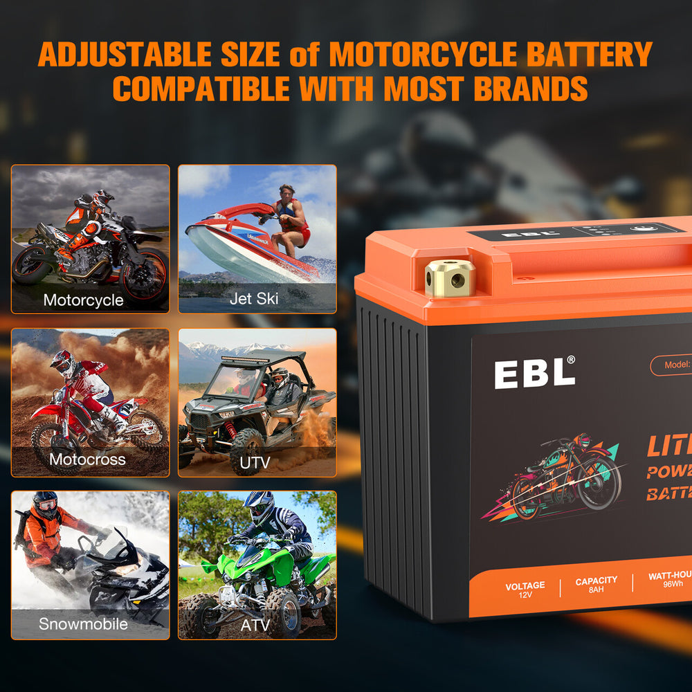 Shop Lithium Motorcycle Battery LiFePO4 YTX14-BS 12V 8Ah