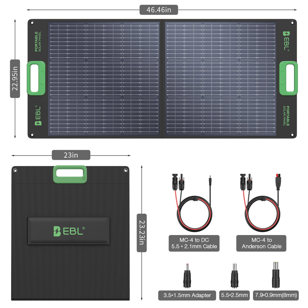 Shop Upgraded EBL Solar Apollo 100W Portable Solar Panel - EBLOfficial