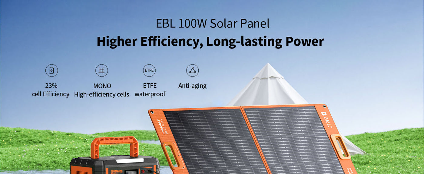Shop Upgraded EBL Solar Apollo 100W Portable Solar Panel - EBLOfficial