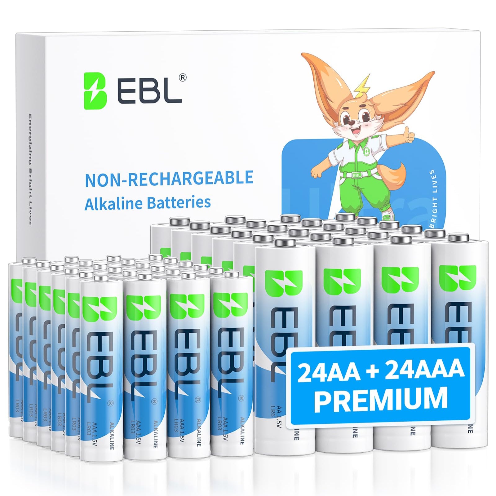 EBL AA & AAA Alkaline Batteries 48 Pack | Long-Lasting 1.5V Power