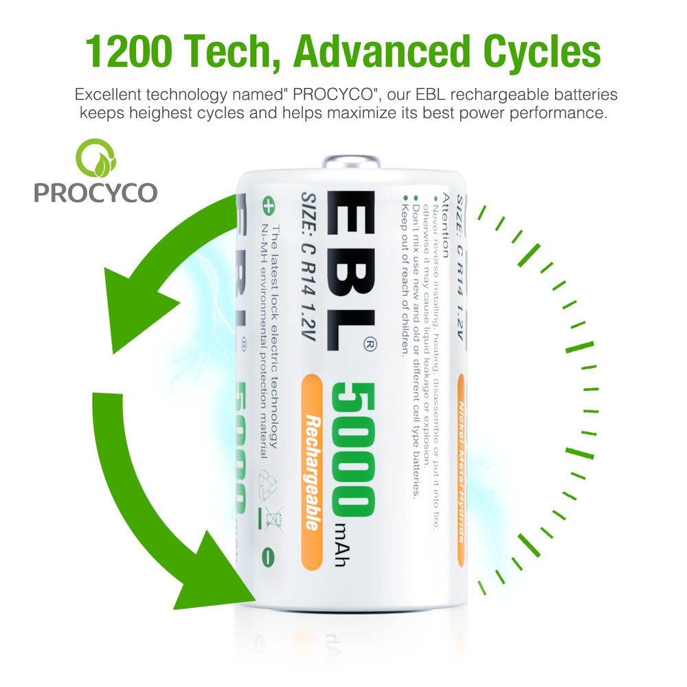 5000mAh Rechargeable Ni-MH C Batteries for sale
