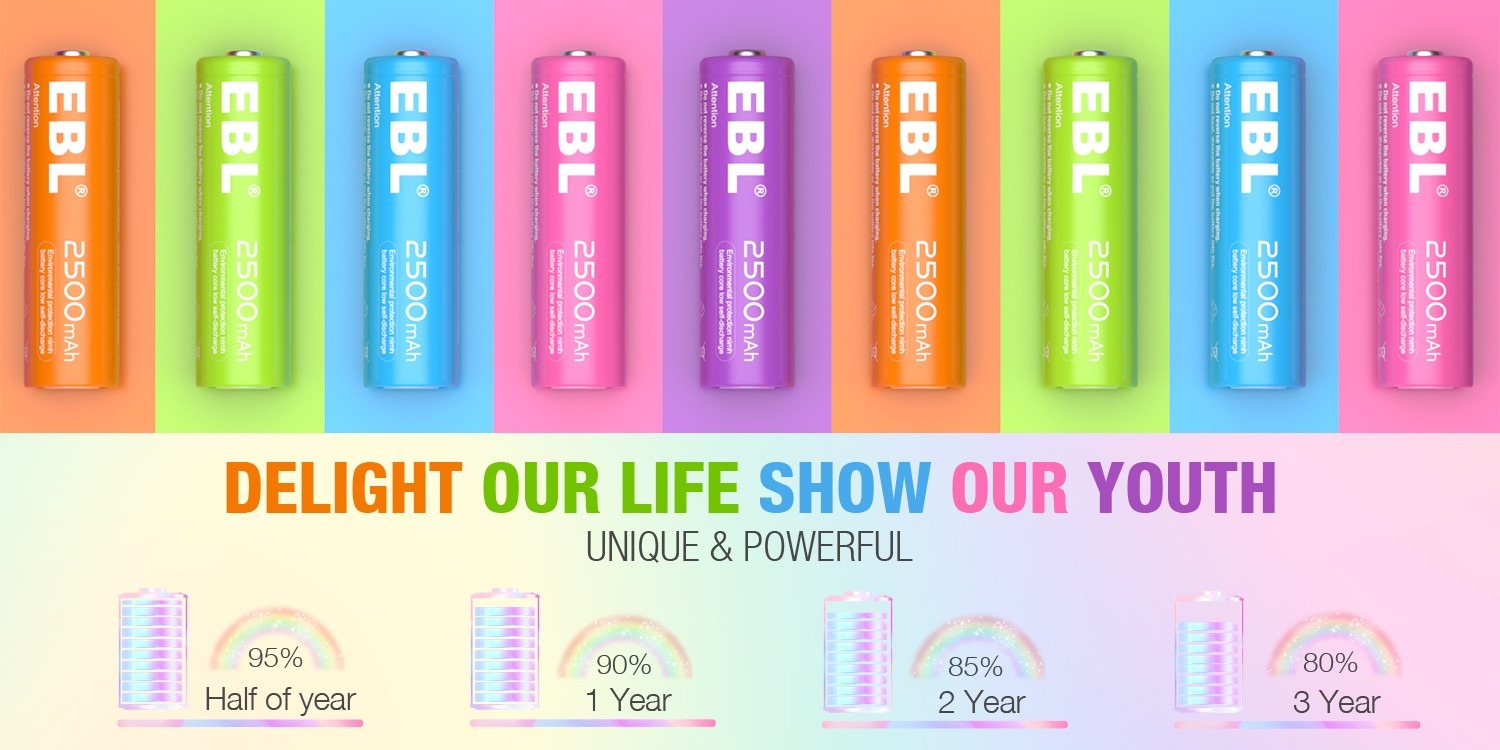 10 Pcs Rainbow Colorful Rechargeable Double A battery 2500mAh For Sale ...