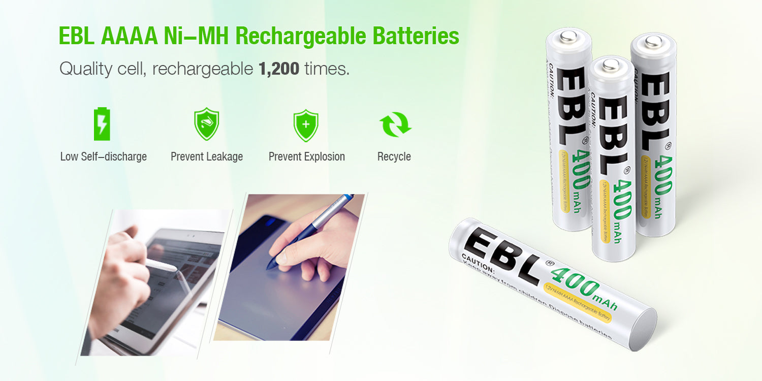 Buy AAAA Batteries with Smart Battery Charger - EBLOfficial