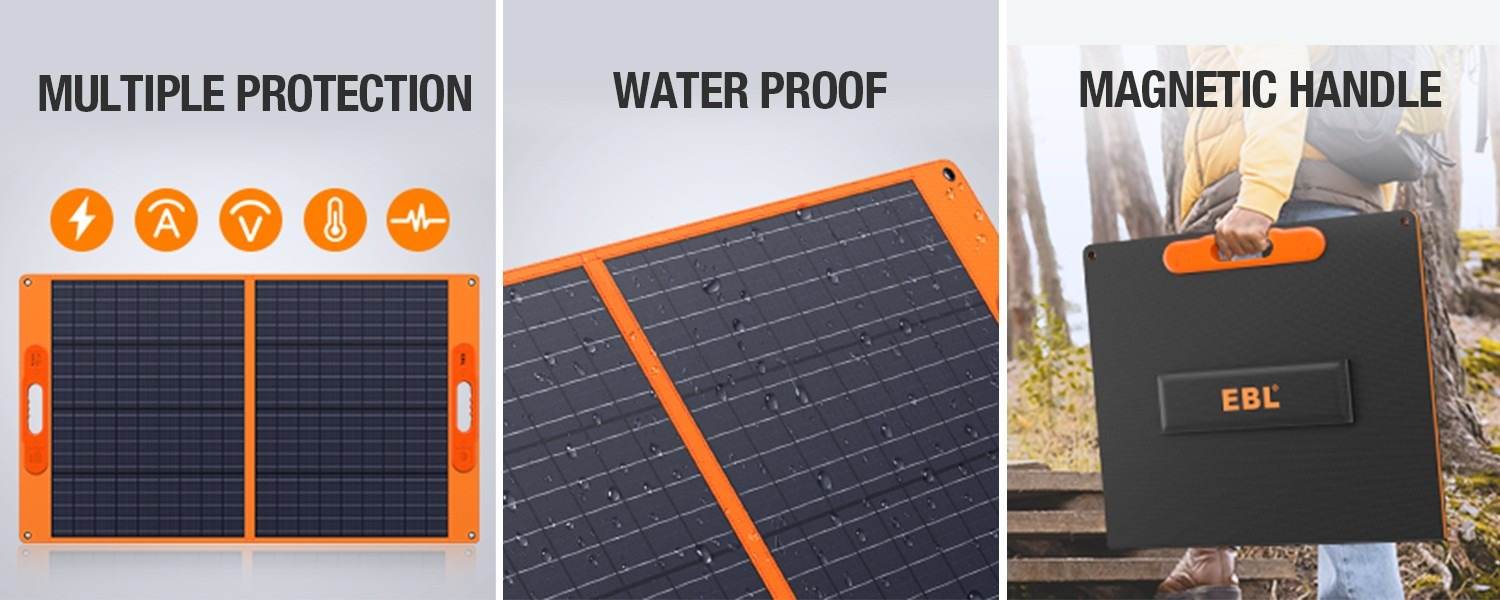 Shop Upgraded EBL Solar Apollo 100W Portable Solar Panel - EBLOfficial