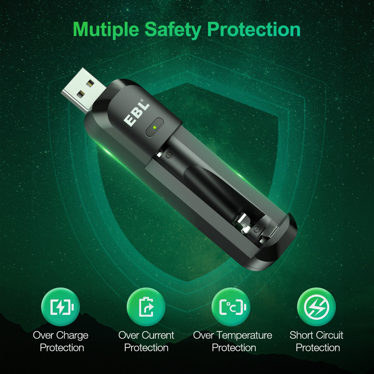 EBL Smart AAAA Battery Charger with 2 Pack 400mAh Rechargeable AAAA Ba ...