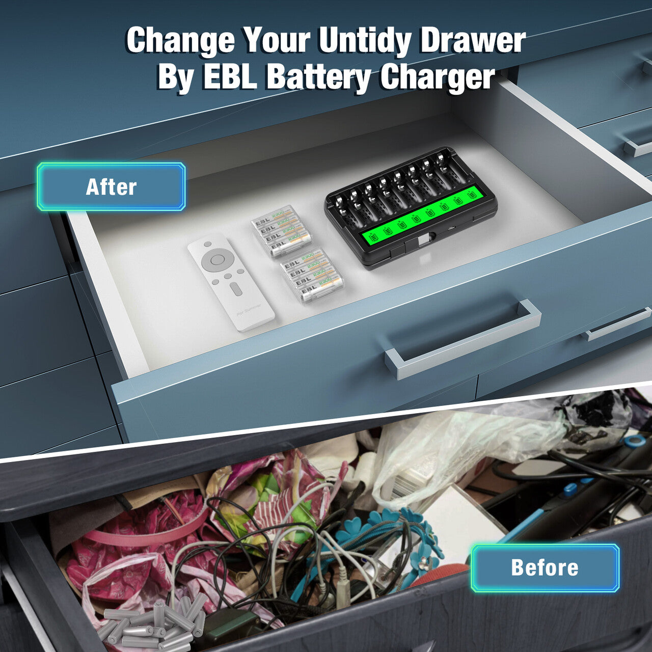 EBL LCD Smart Battery Charger and Rechargeable AA Batteries – EBLOfficial