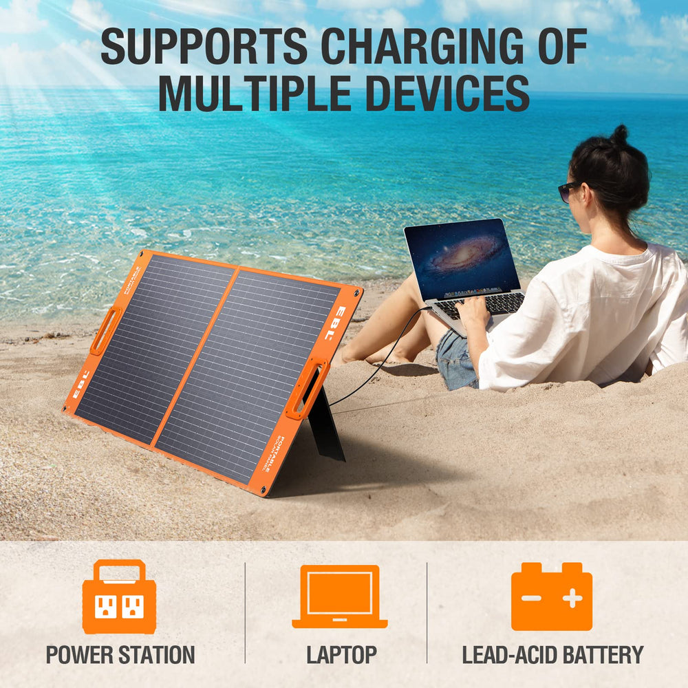 Shop Upgraded EBL Solar Apollo 100W Portable Solar Panel - EBLOfficial