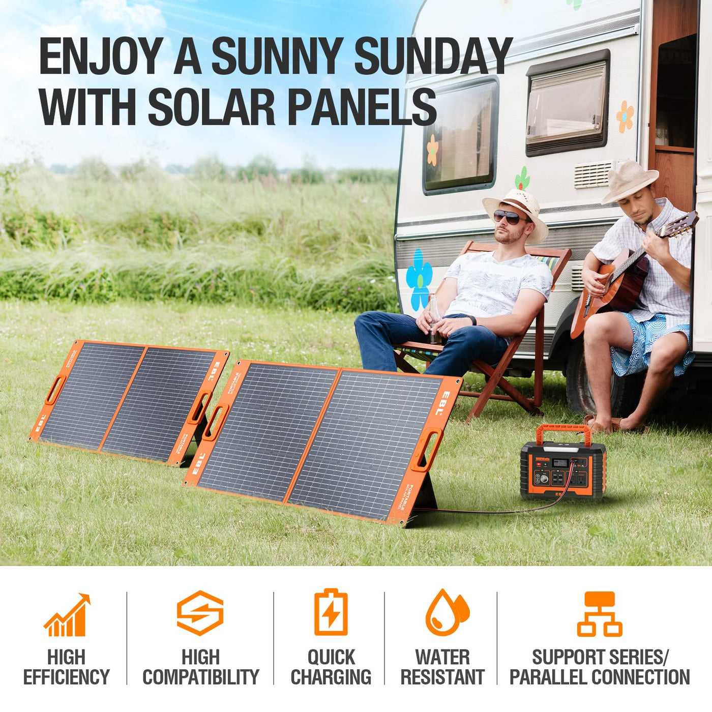 Shop Upgraded EBL Solar Apollo 100W Portable Solar Panel - EBLOfficial