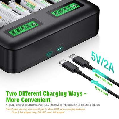 Shop 8 Slot LCD Battery Charger and AA AAA Batteries